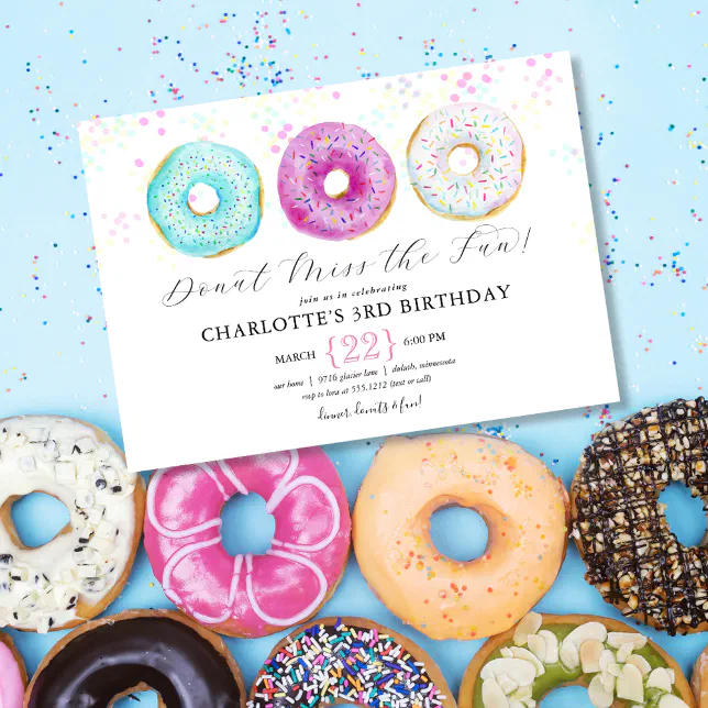 Donut Birthday Party Invitation | Zazzle