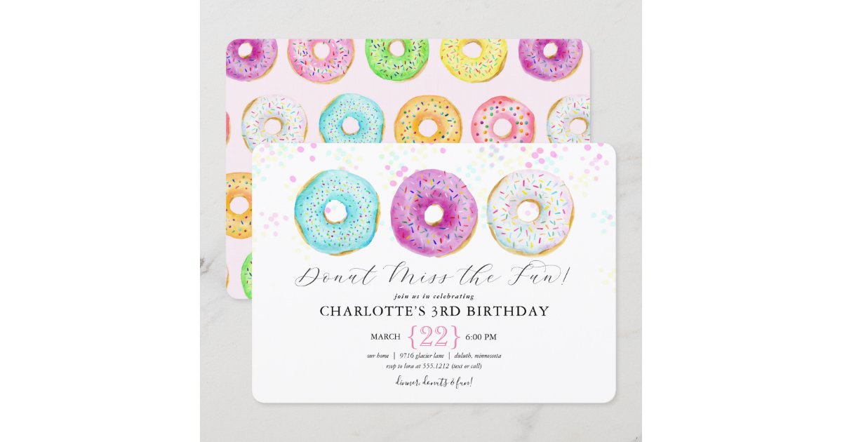 Donut Birthday Party Invitation | Zazzle