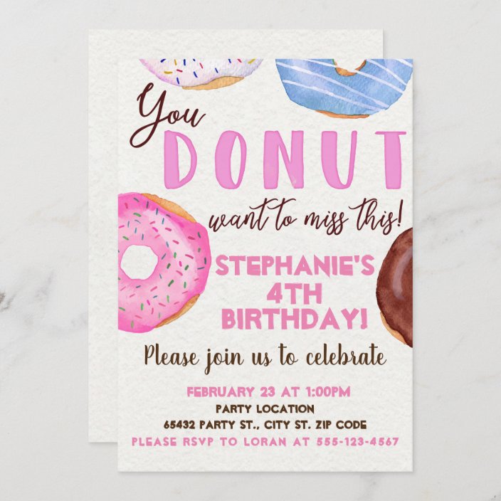 Donut Birthday Party Invitation | Zazzle.com