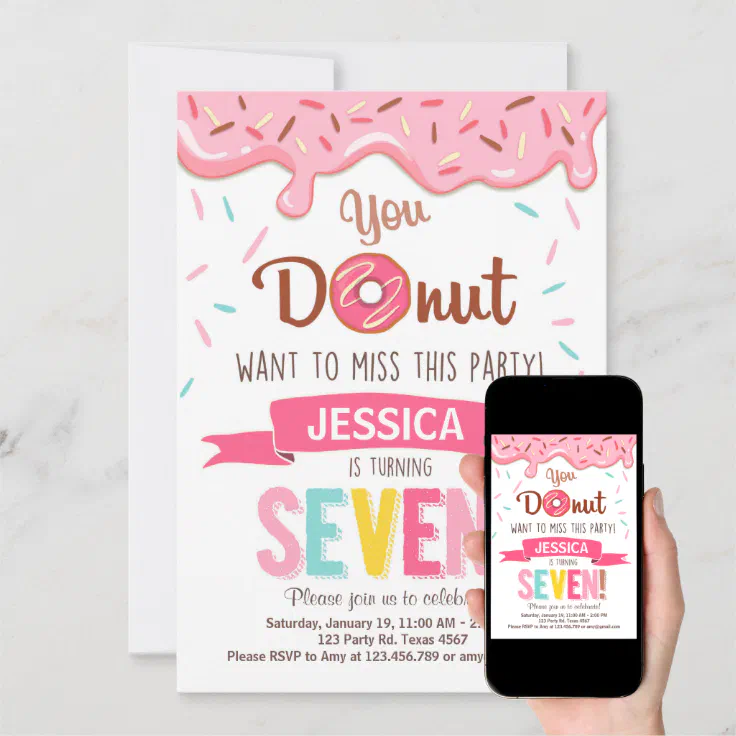 Donut Birthday Party Invitation doughnut Party | Zazzle