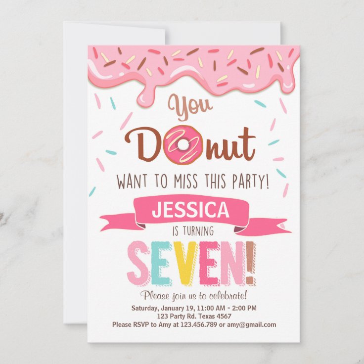 Donut Birthday Party Invitation doughnut Party | Zazzle