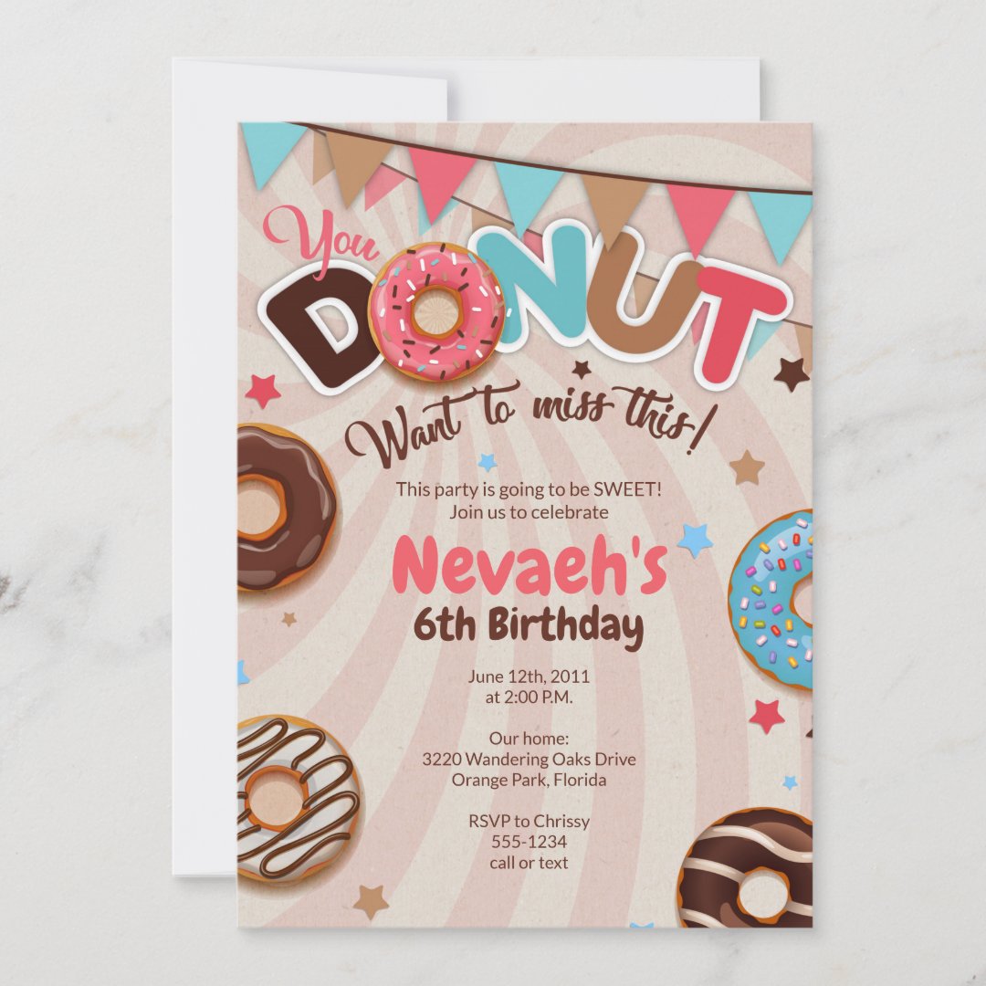 Donut Birthday Party Invitations | Zazzle