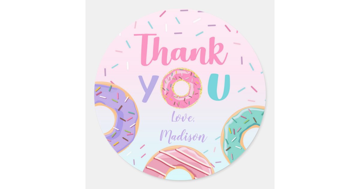 Donut Birthday Stickers Labels | Zazzle