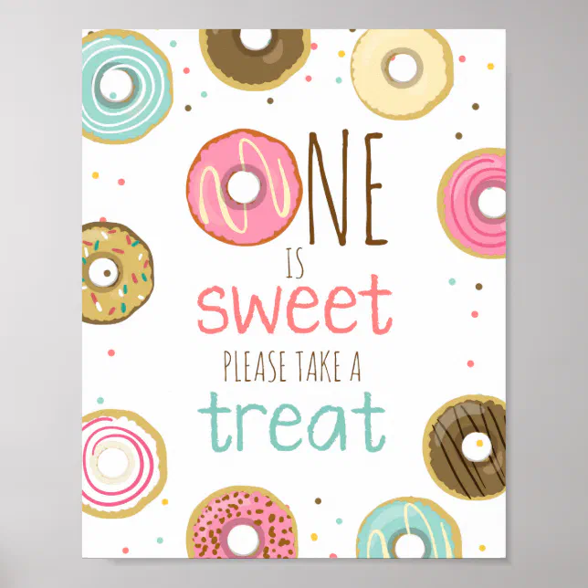 Donut Birthday Table Sign Doughnut Take a Treat | Zazzle