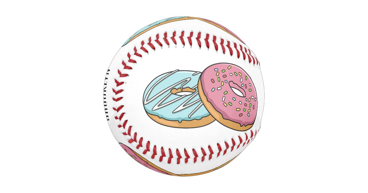 Donut cartoon illustration baseball | Zazzle