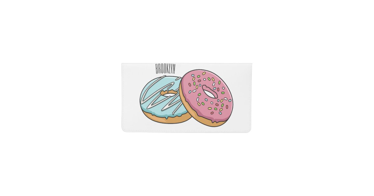 Donut cartoon illustration checkbook cover | Zazzle