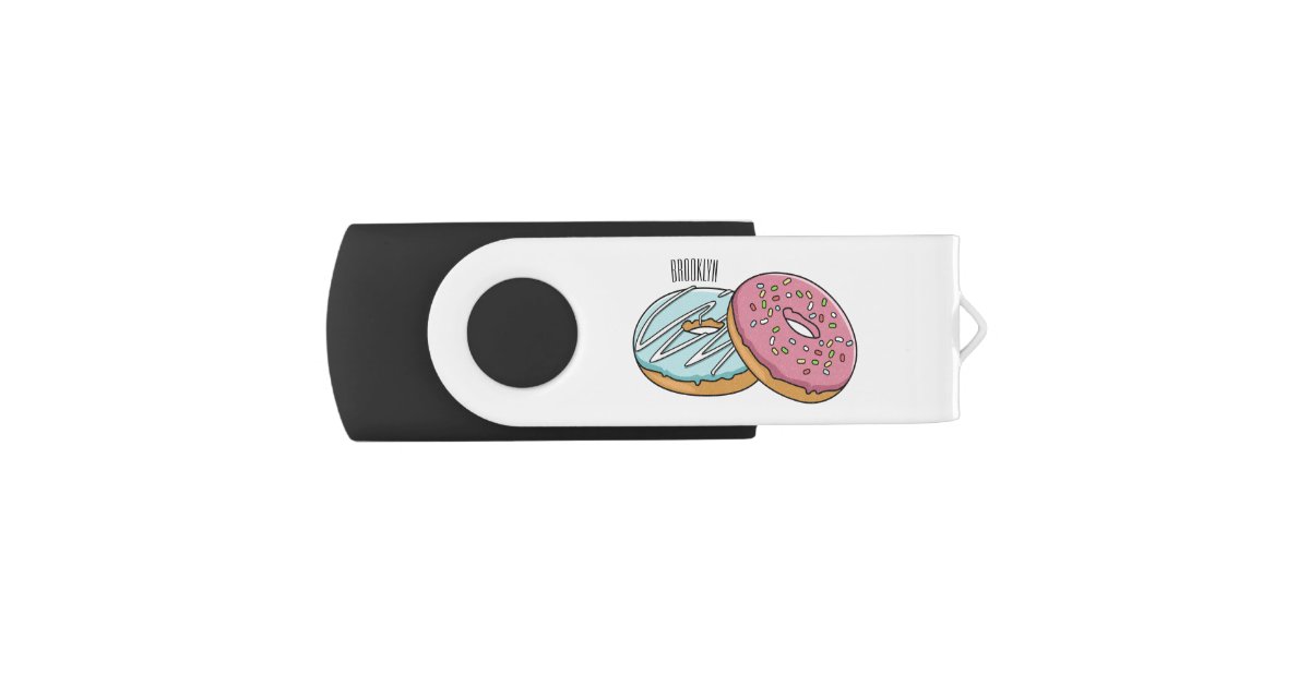 Donut cartoon illustration flash drive | Zazzle