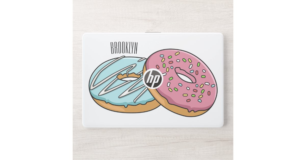 Donut cartoon illustration HP laptop skin | Zazzle