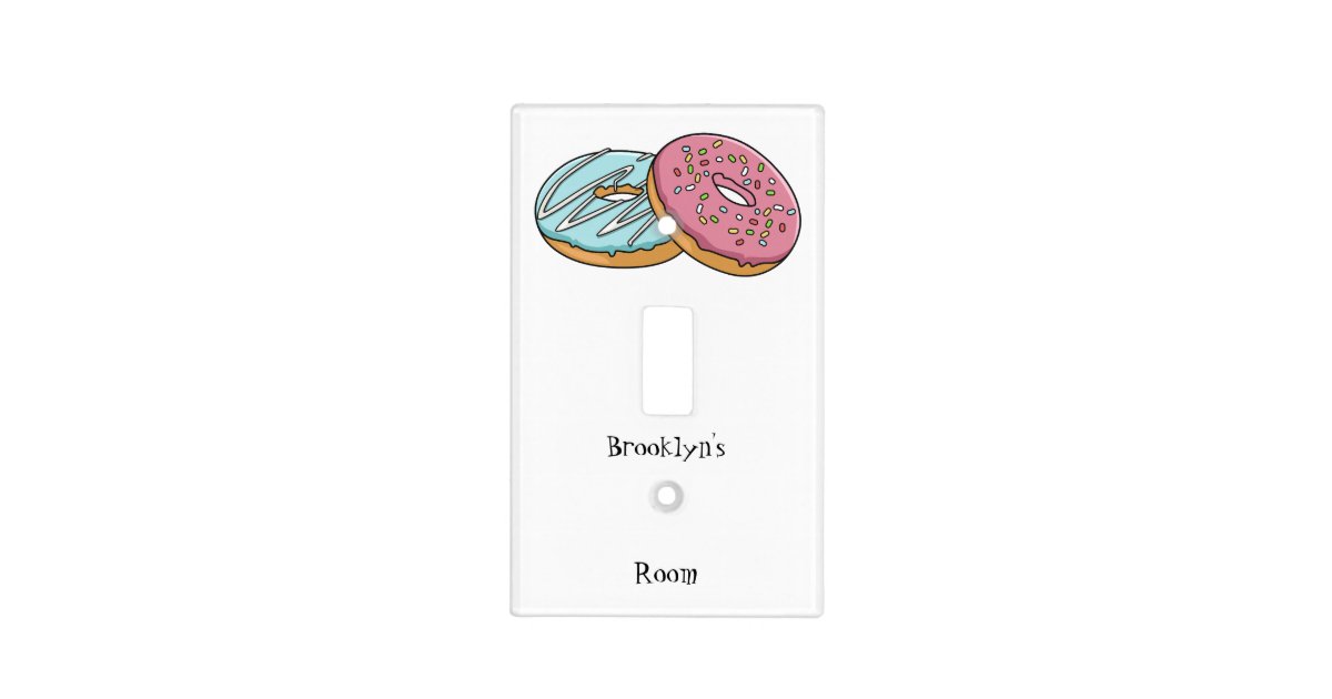 Donut cartoon illustration light switch cover | Zazzle