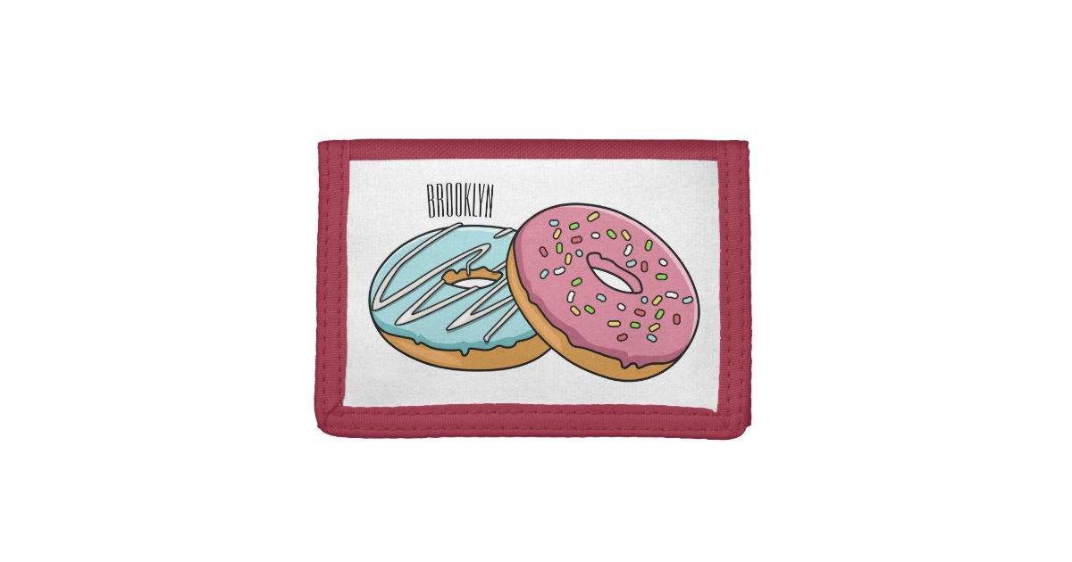 Donut cartoon illustration trifold wallet | Zazzle
