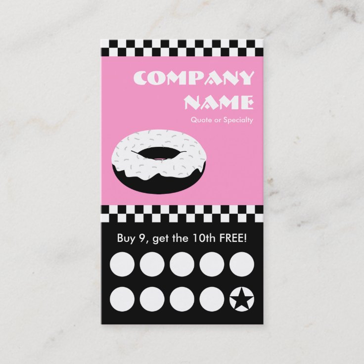 donut checkers punchcard loyalty card | Zazzle