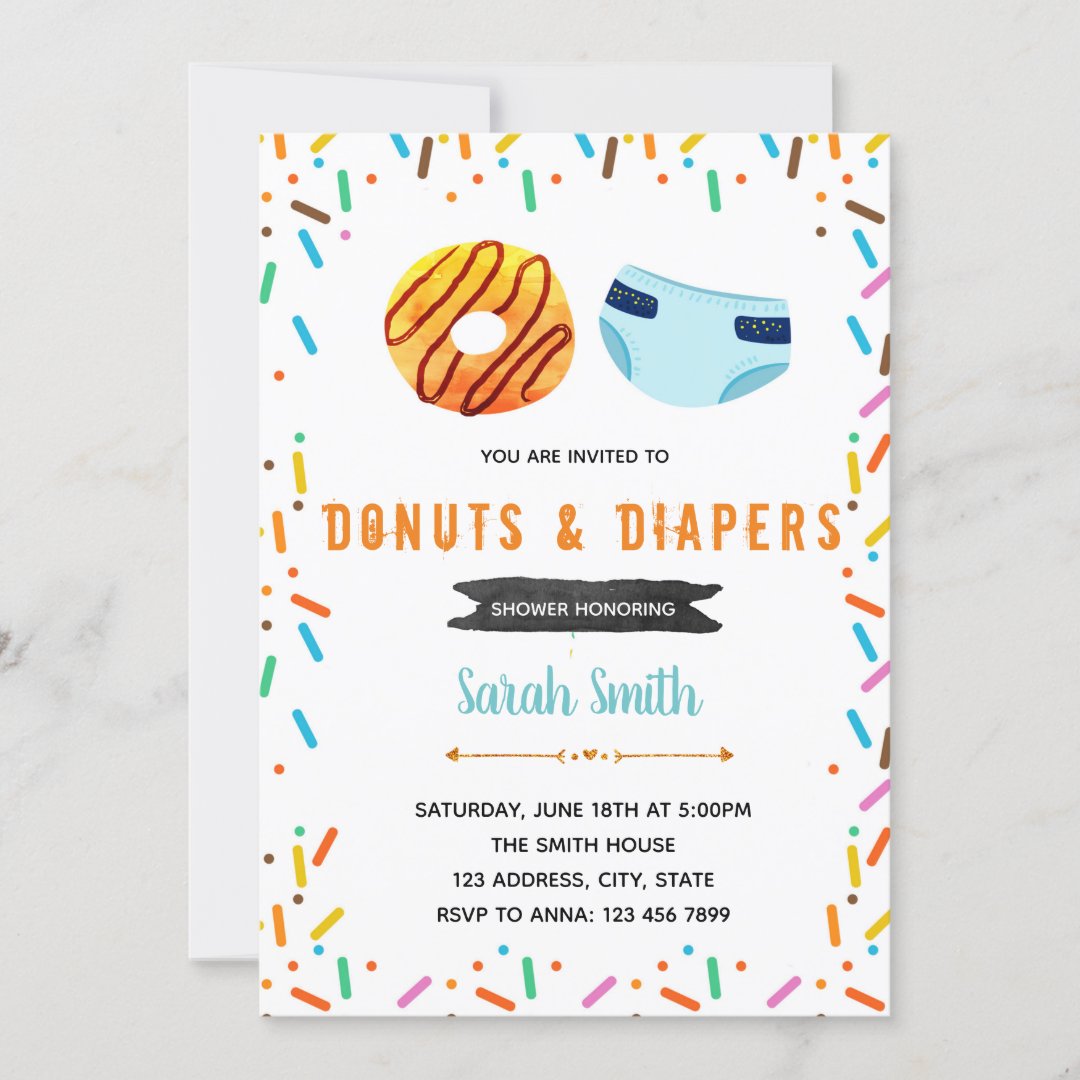 Donut diaper party invitation | Zazzle