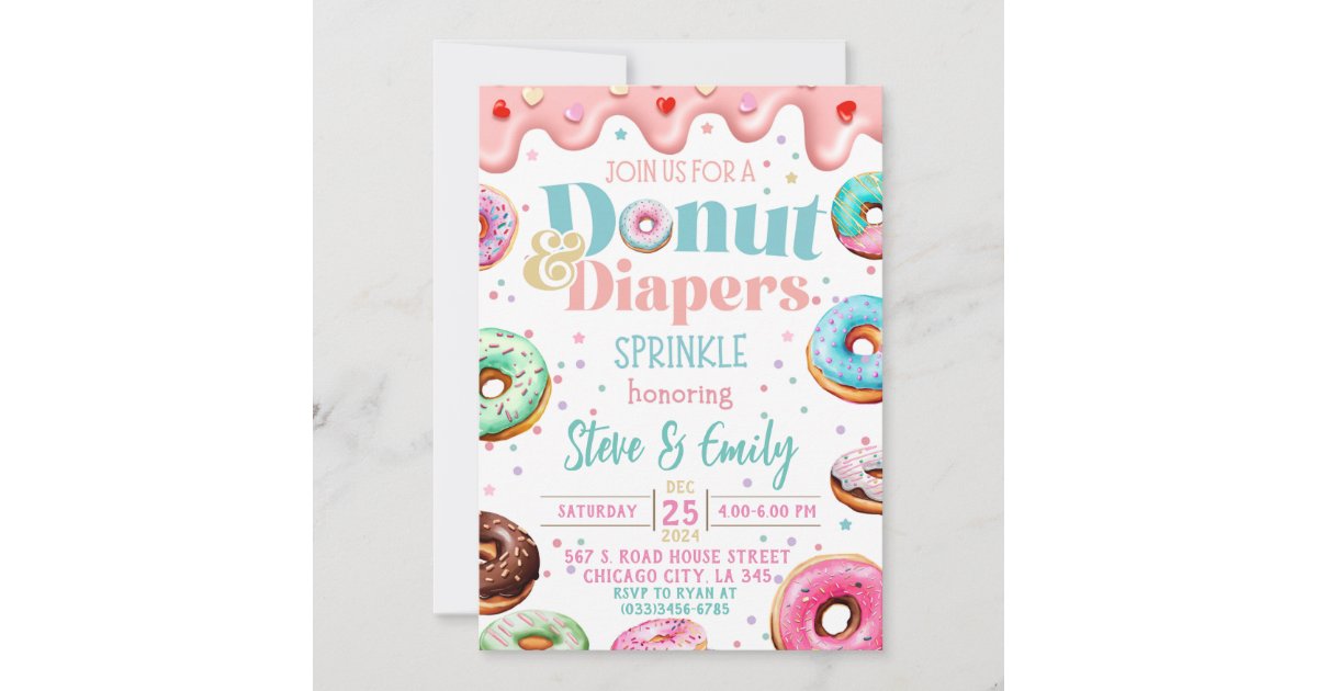 Donut & Diapers Sprinkle Baby Shower Template | Zazzle