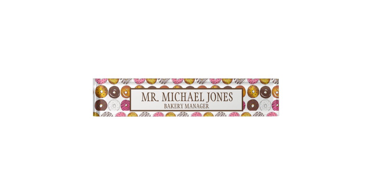 Donut Dozen Breakfast Food Pastries Doughnuts Desk Name Plate | Zazzle