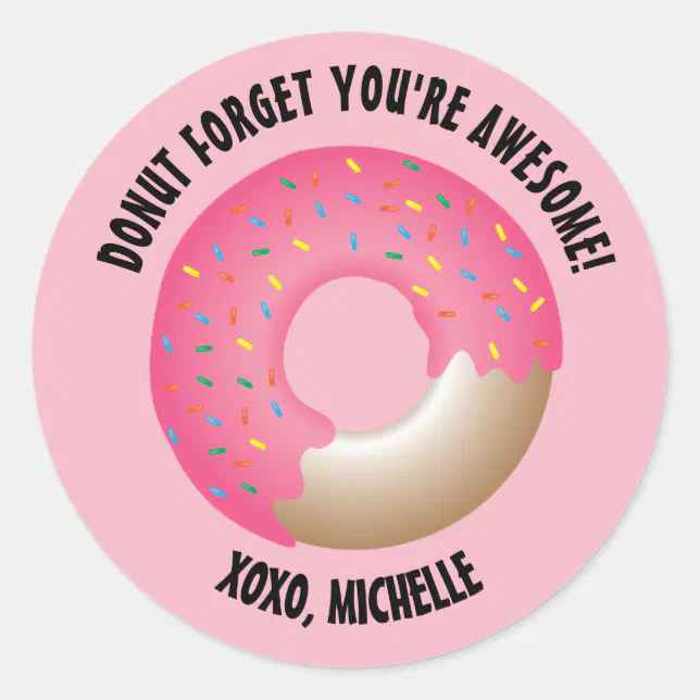 Donut Forget You're Awesome Kid's Valentine's day Classic Round Sticker ...