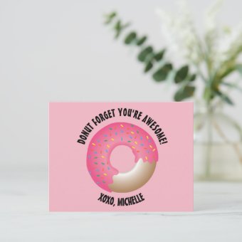 Donut Forget You're Awesome Valentine's day Postcard | Zazzle