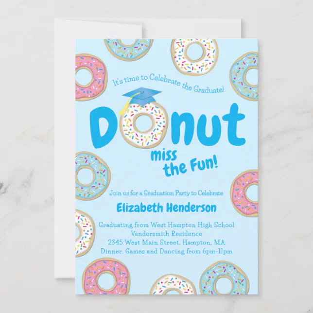 Donut Graduation Party Invitation | Zazzle