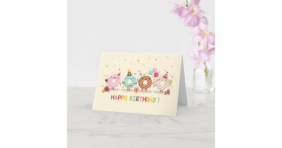 Donut Happy Birthday Greeting Card | Zazzle