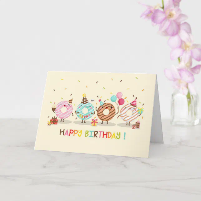 Donut Happy Birthday Greeting Card | Zazzle
