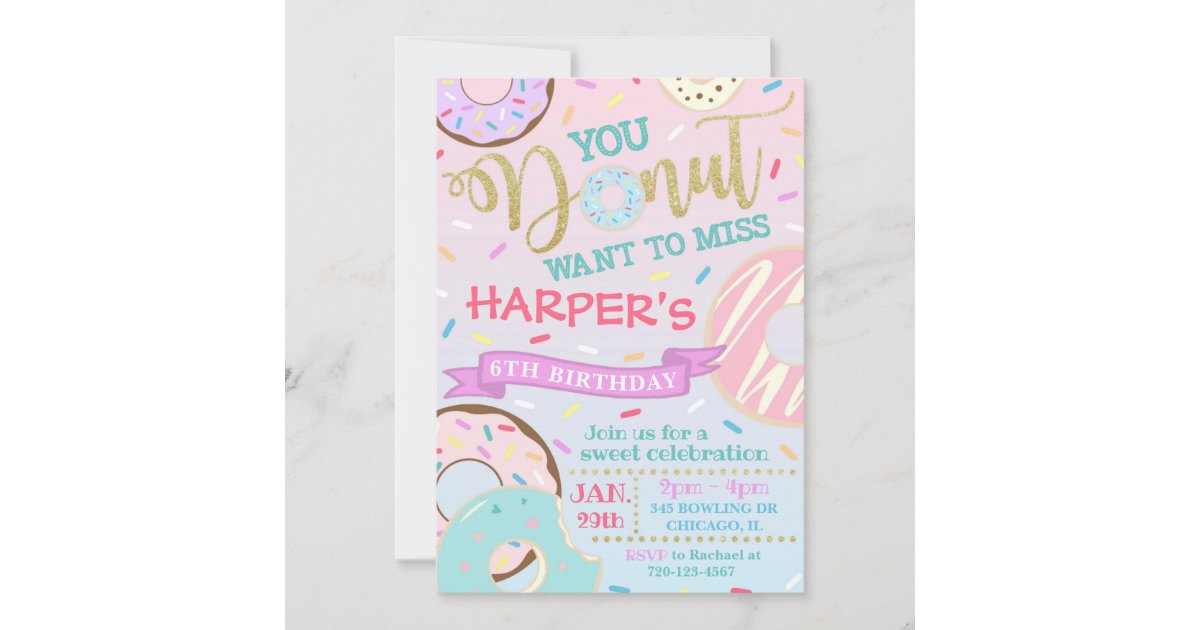 Donut Invitation Donut Birthday Invitation | Zazzle