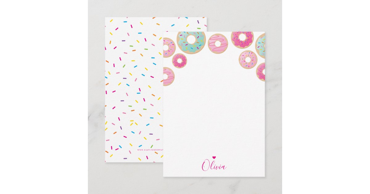 DONUT NOTE PAPER cute colorful teacher thank you Invitation | Zazzle