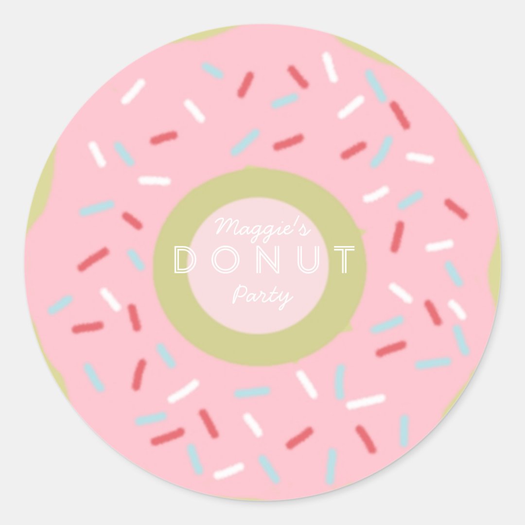 Donut Party Invitation Stickers | Zazzle