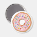 Donut Pink Frosting Sprinkles Cute Food | Doughnut Magnet | Zazzle