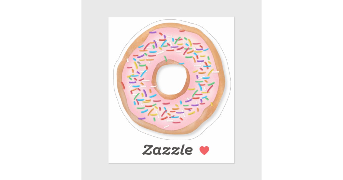 Donut Pink Frosting Sprinkles Cute Food | Doughnut Sticker | Zazzle