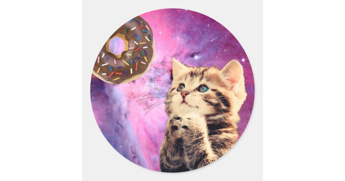 Donut Praying Cat Classic Round Sticker | Zazzle