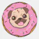 Donut Pug Classic Round Sticker | Zazzle