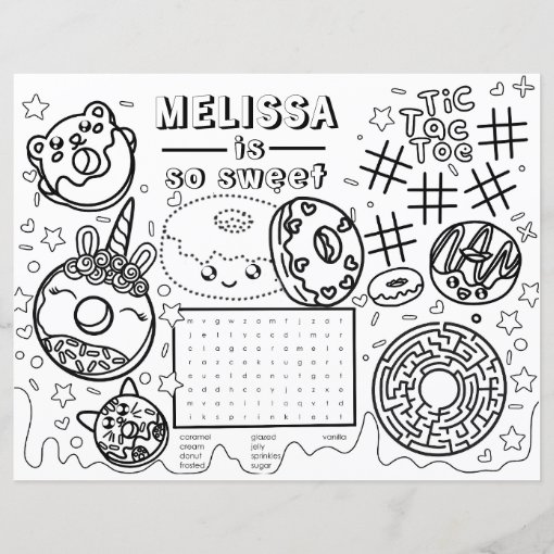 Donut Reversible Coloring Activity Page | Zazzle