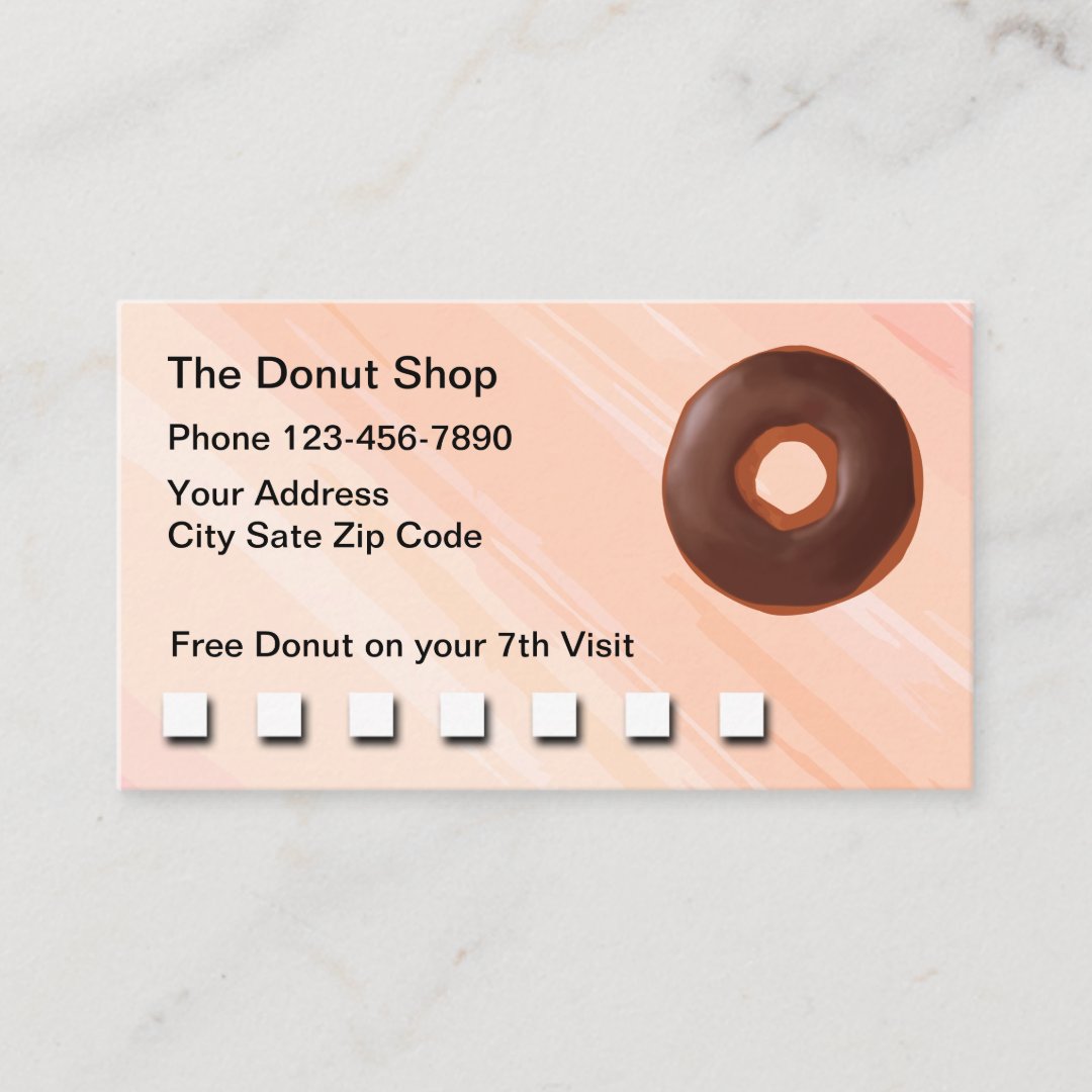 Donut Shop Customer Loyalty Rewards Business Card | Zazzle