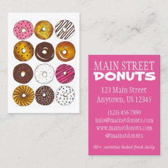Donut Shop Donuts Doughnuts Breakfast Food Bakery Business Card | Zazzle