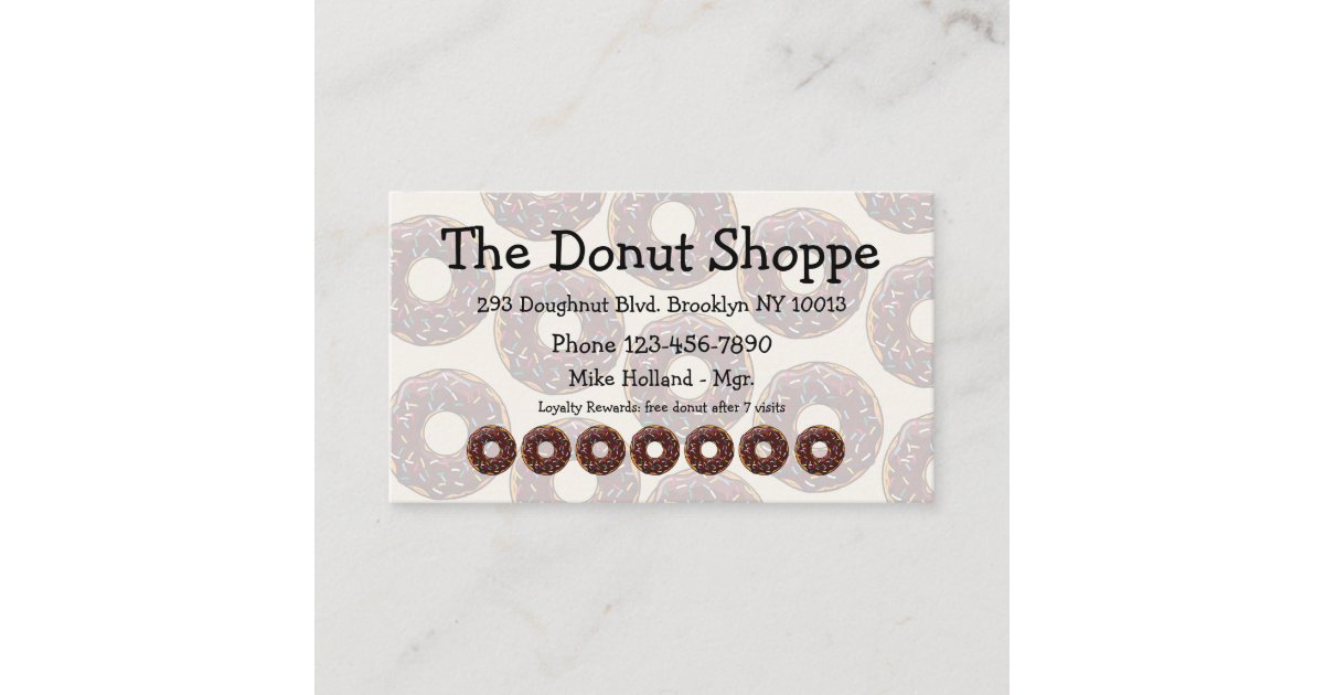 Donut Shop Doughnut Loyalty Cards | Zazzle