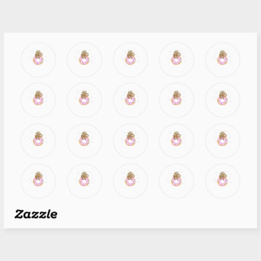 Donut Sloth Classic Round Sticker Zazzle