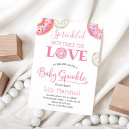 Donut Sprinkled with Twice the Love Twin Baby Invitation | Zazzle