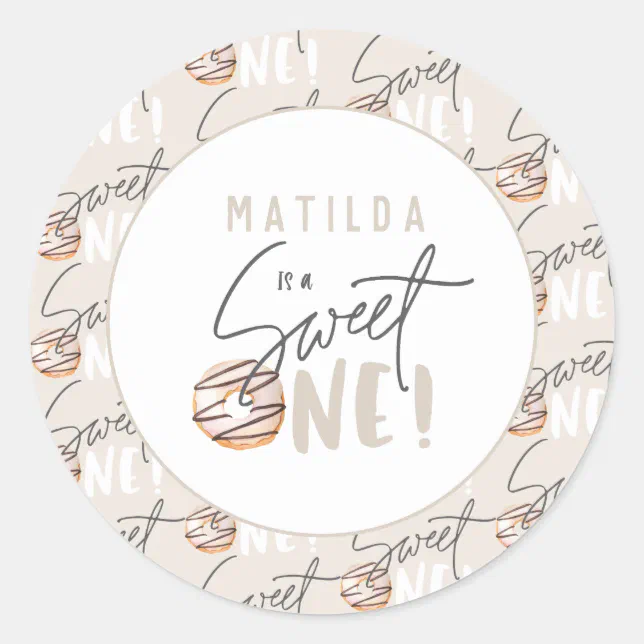 Donut sweet one 1st birthday party favor classic round sticker | Zazzle