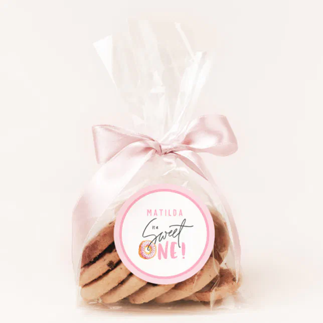 Donut sweet one 1st birthday party favor classic round sticker | Zazzle