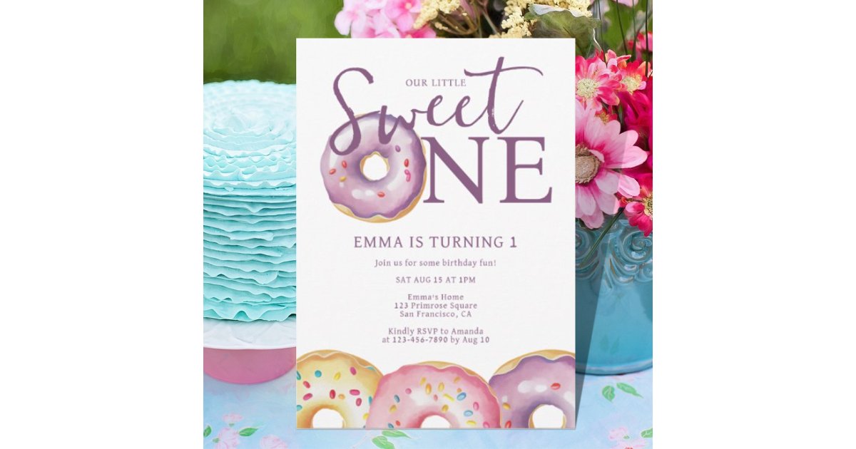 Donut Sweet One 1st Birthday Party Invitation | Zazzle