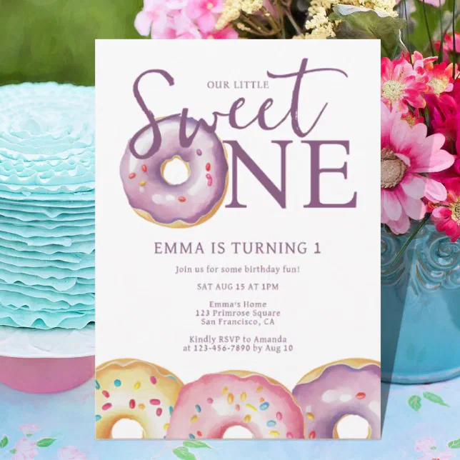 Donut Sweet One 1st Birthday Party Invitation | Zazzle