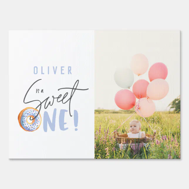 Donut sweet one 1st birthday party sign | Zazzle