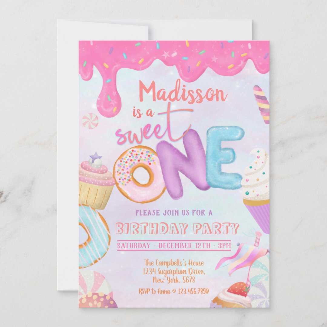 Donut Sweet One Invitation | Zazzle