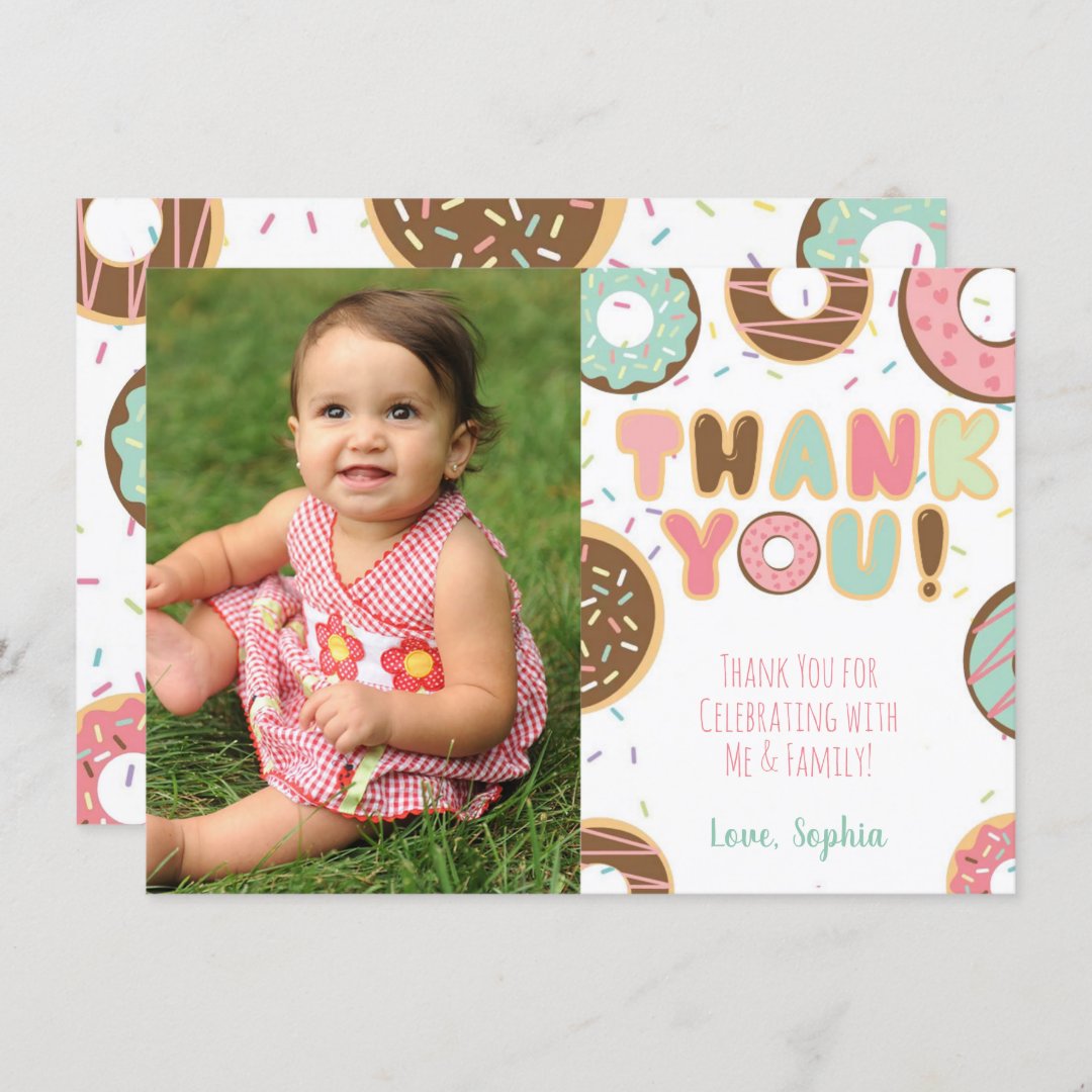 Donut Thank You Card with Photo | Zazzle