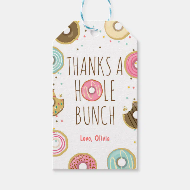 Donut thank you favor gift tags Girl Pink Doughnut | Zazzle