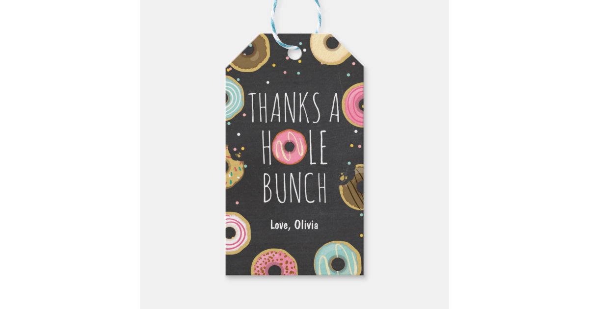 Donut thank you favor gift tags Girl Pink Doughnut | Zazzle