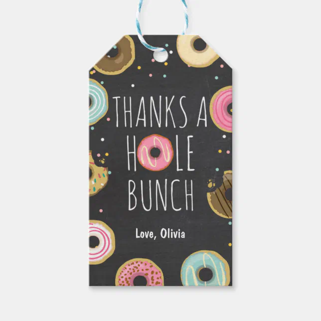 Donut thank you favor gift tags Girl Pink Doughnut | Zazzle