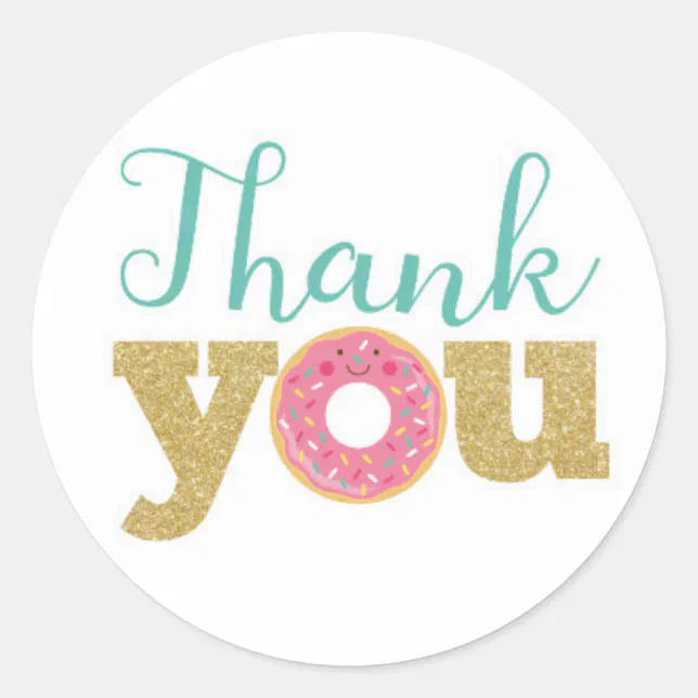 Donut Thank You Labels, Donut Sticker | Zazzle