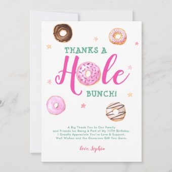Donut Thanks a Hole Bunch Photo Birthday Thank You | Zazzle