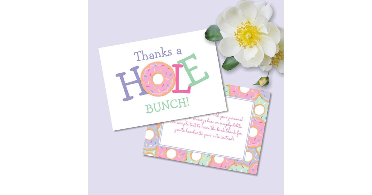 Donut Thanks a Hole Bunch Thank You Note Card | Zazzle