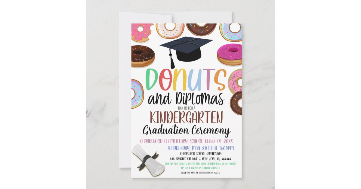 Donut Theme Graduation Invitation | Zazzle